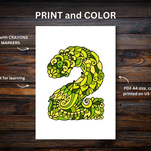 Floral Number Coloring Pages. Doodle 0-9 Number Coloring. Printable ...