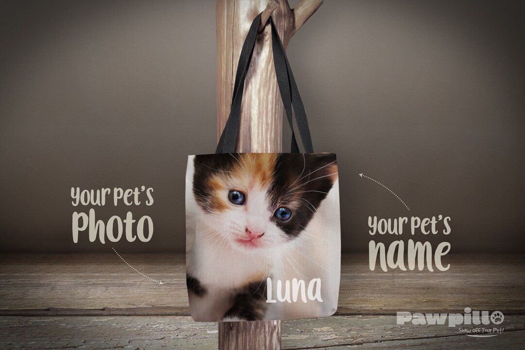 Cat Custom Tote Bag - Custom Bag - Custom Cat Photo Bag - Personalized ...