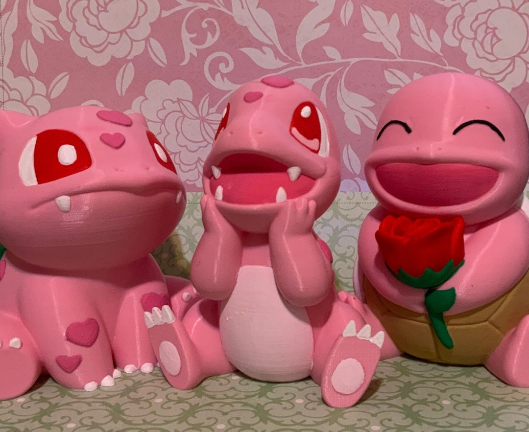 Chibi Rose Pokémon Kanto Starters charmander Squirtle Bulbasaur Hand ...