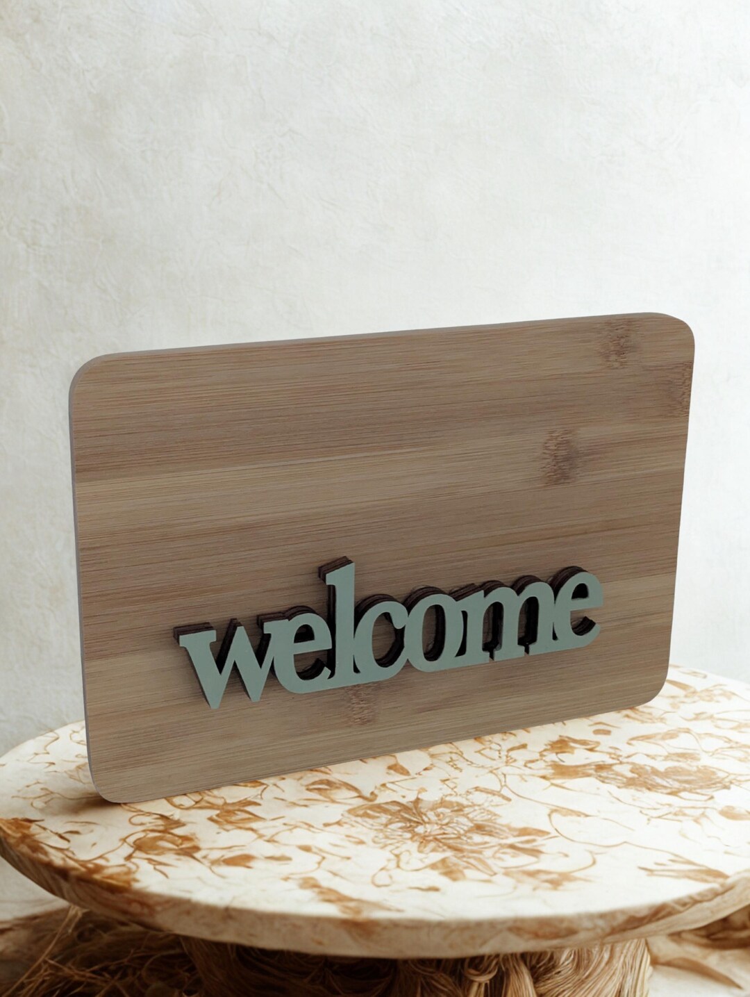 Sage Green Bamboo Welcome Sign: Rectangular Standing Decor - Etsy