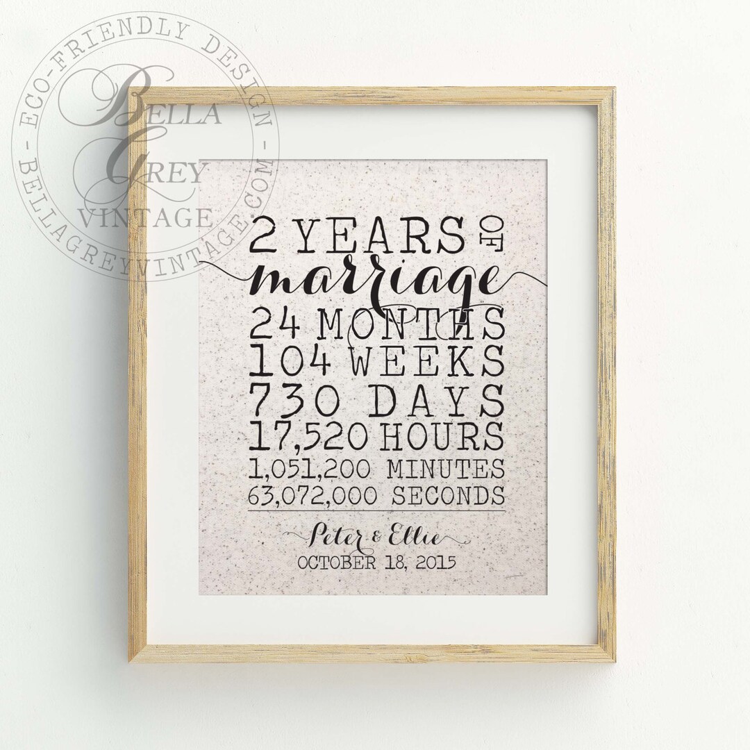Personalized 2nd Cotton Anniversary Gift, 2 Year Wedding Anniversary ...