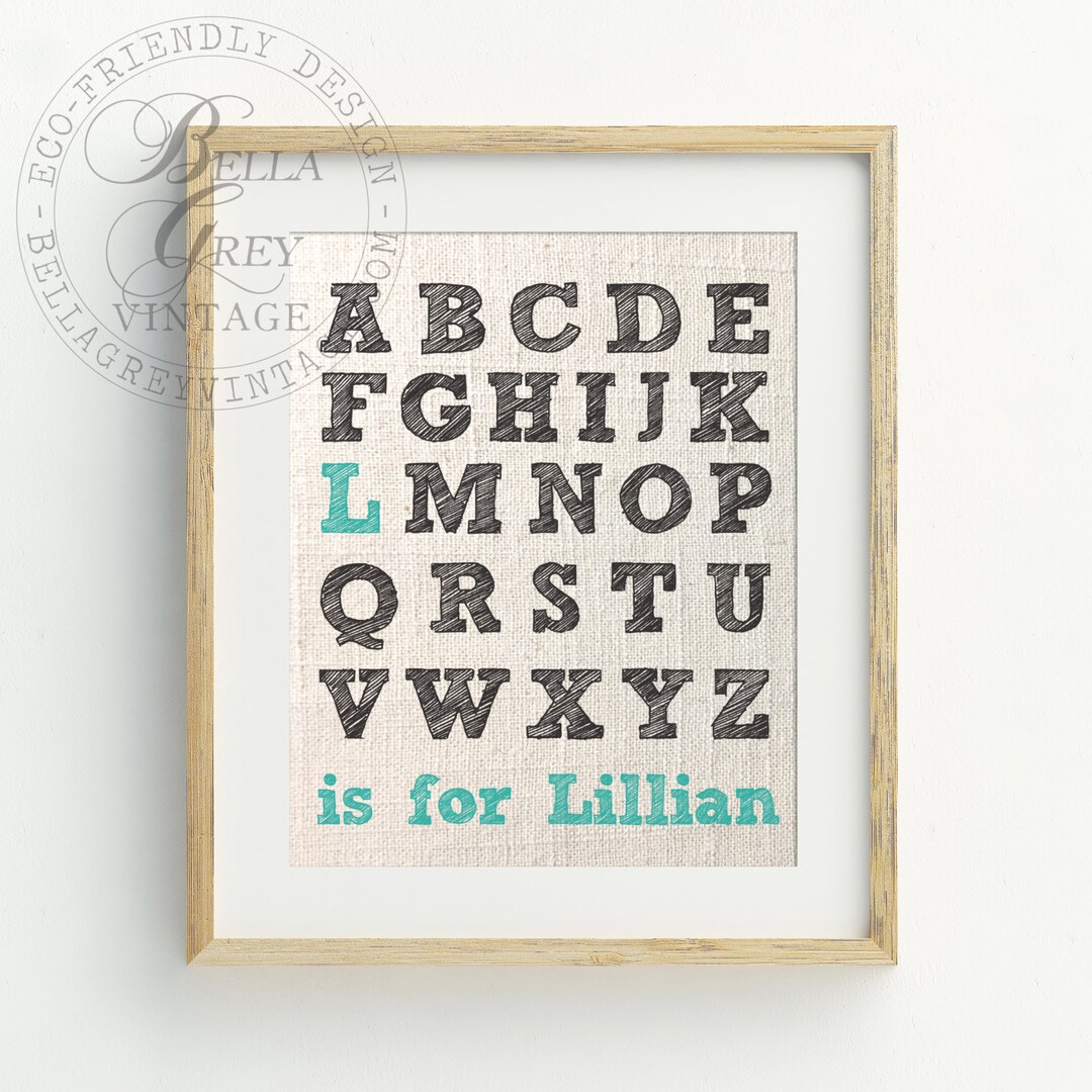 Personalized Alphabet ABC Sign - Linen Cotton Burlap Nursery Decor ...