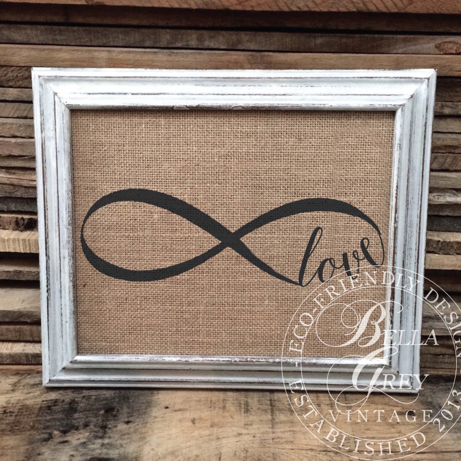 Infinite Love Sign Burlap or Cotton Art Print Infinity - Etsy
