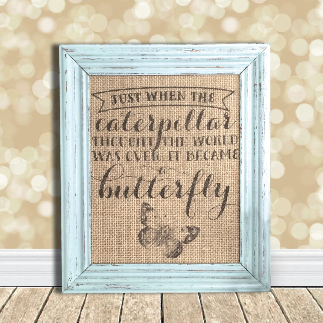 Butterfly Burlap Art Print: Inspirational Farmhouse Sign - Etsy