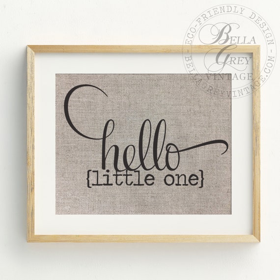 Hello Little One Sign Burlap Art Print Natural Cotton - Etsy