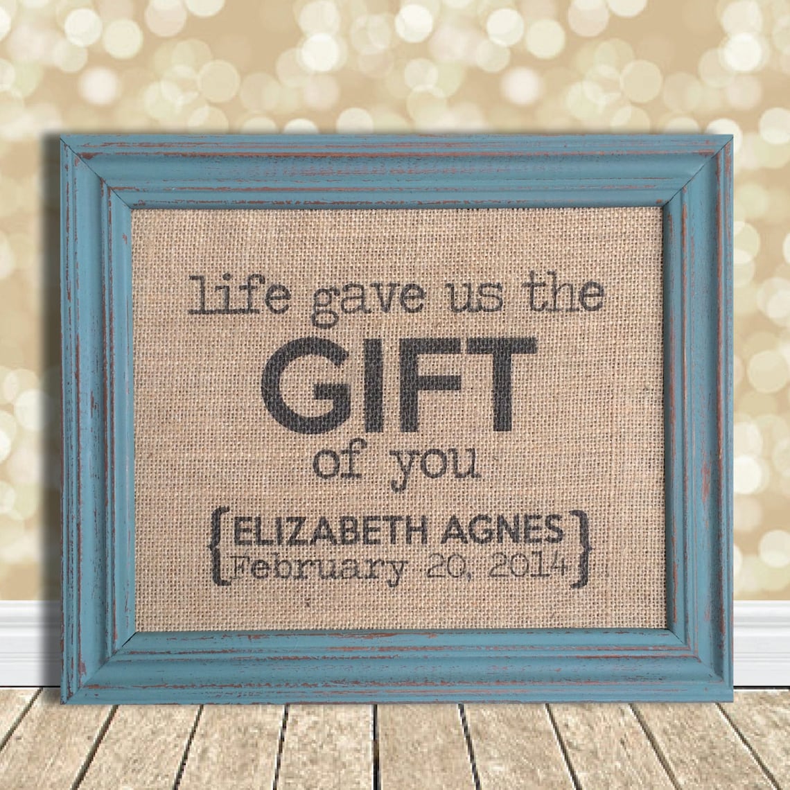 Life Gave Us the Gift of You Sign Burlap Art Print Nursery - Etsy