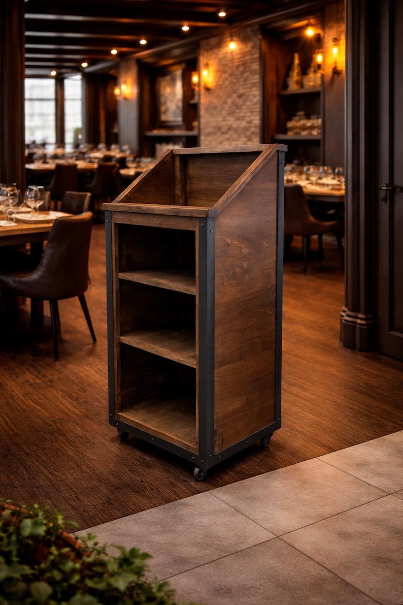 Rustic Industrial Reclaimed Wood Hostess / Host / Wait Staff Station ...