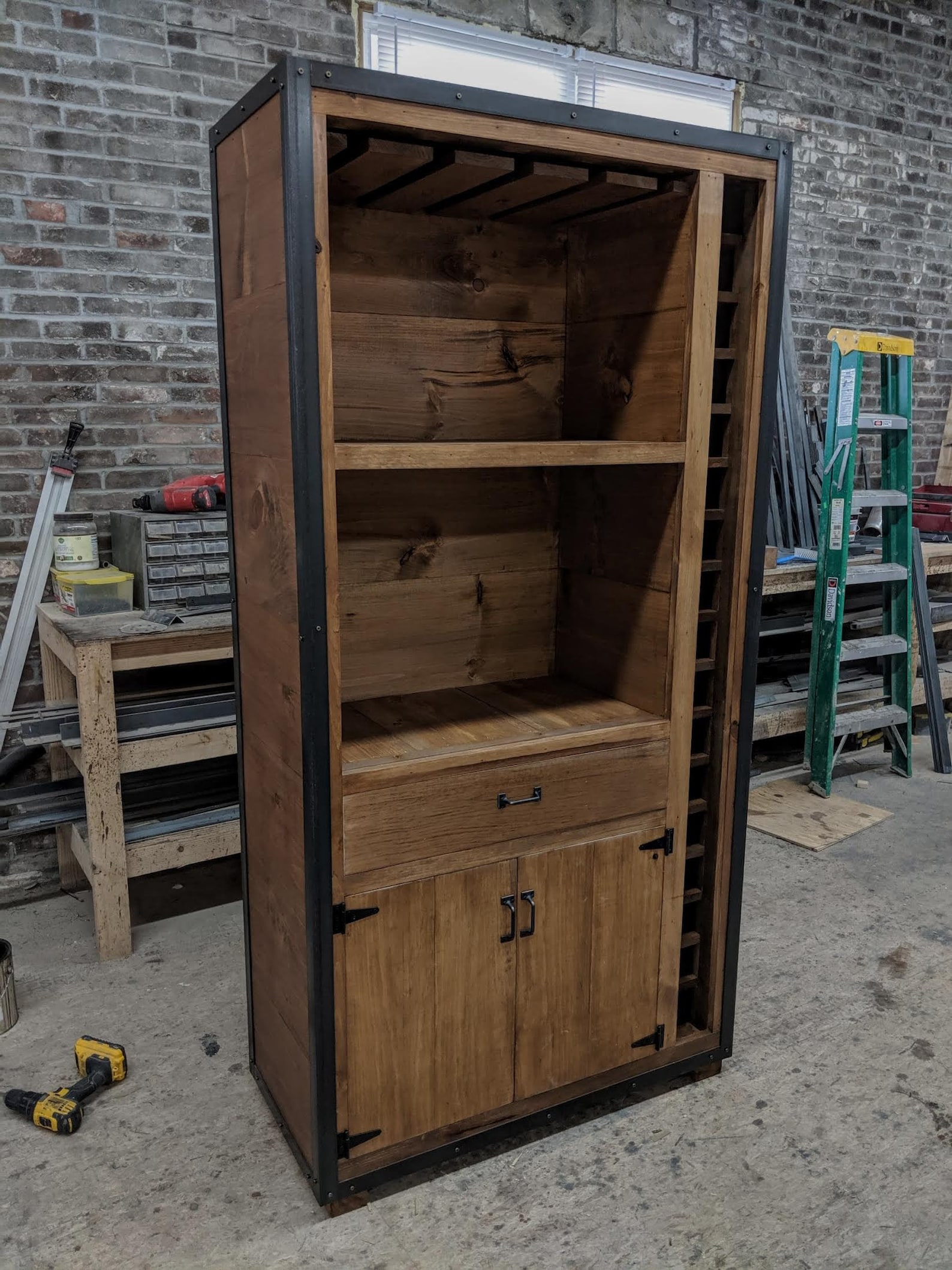 Rustic Industrial Wine Cabinet / Rack / Liquor Cabinet / - Etsy