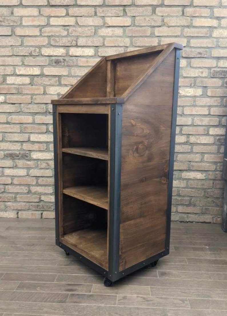 Rustic Industrial Reclaimed Wood Hostess / Host / Wait Staff Station ...