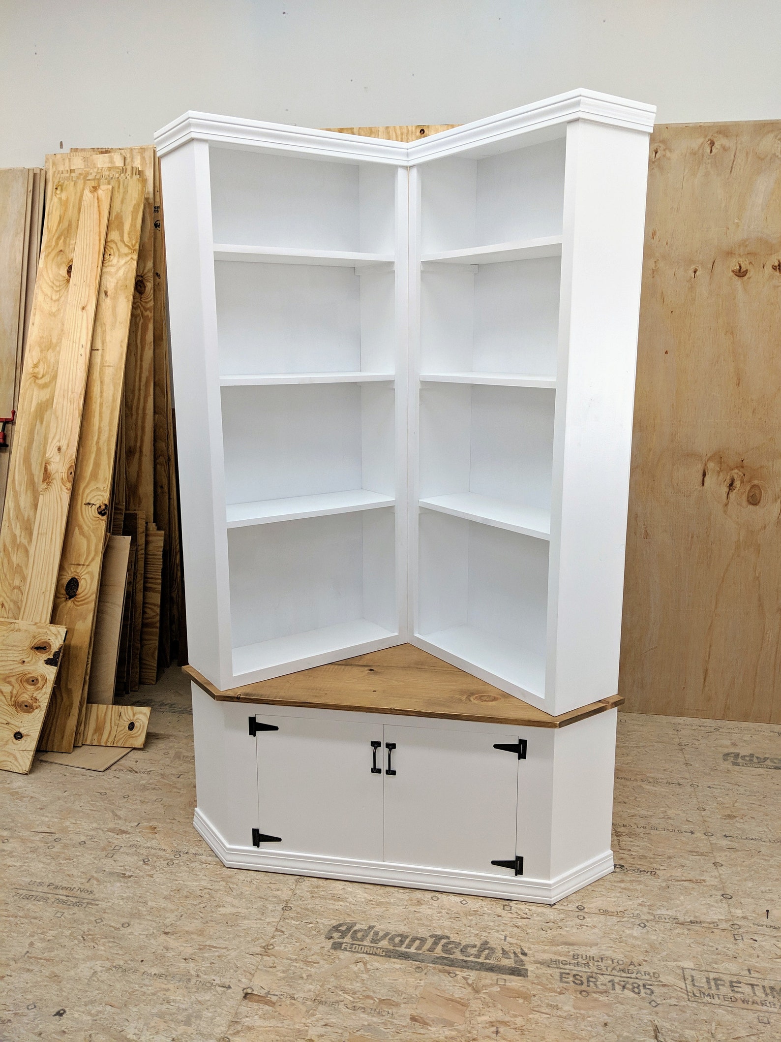 Corner Bookcase With Seat / Farmhouse/farm House / Rustic / Coastal ...
