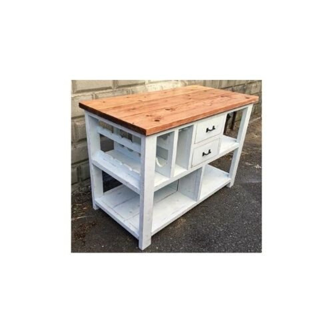 Rustic Shabby Chic Farmhouse Kitchen Island W/ Wine Rack - Etsy