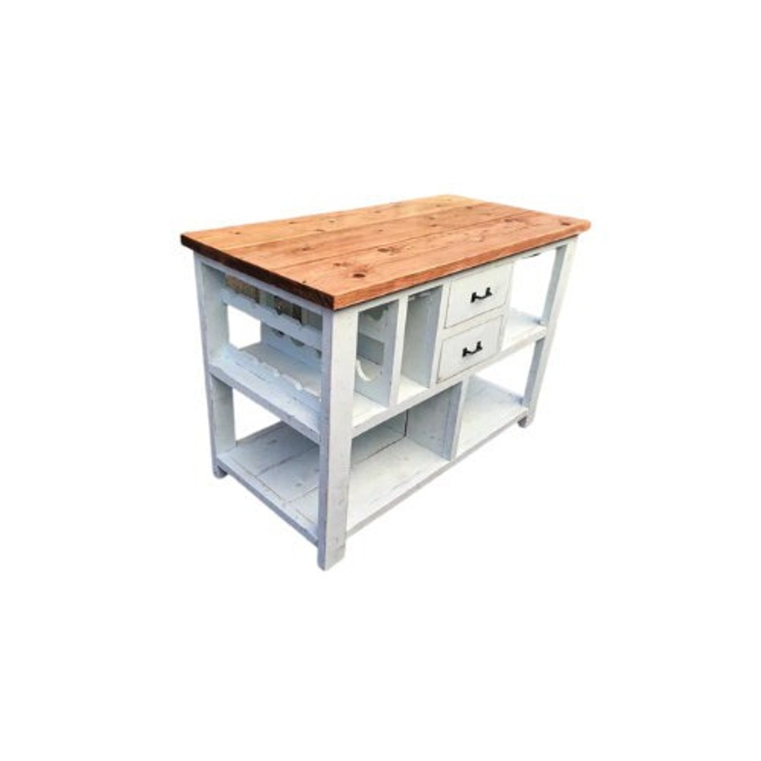 Rustic Shabby Chic Farmhouse Kitchen Island W/ Wine Rack - Etsy