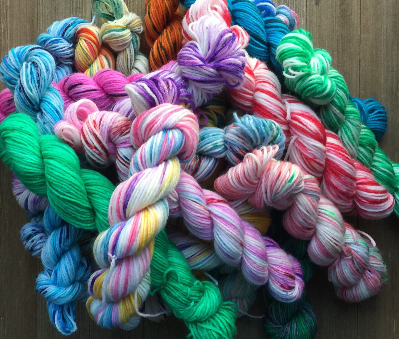 Hand Dyed Yarn 10 Gram Mini Skeins Mystery Mini 10 Pack Set 46 Yard ...