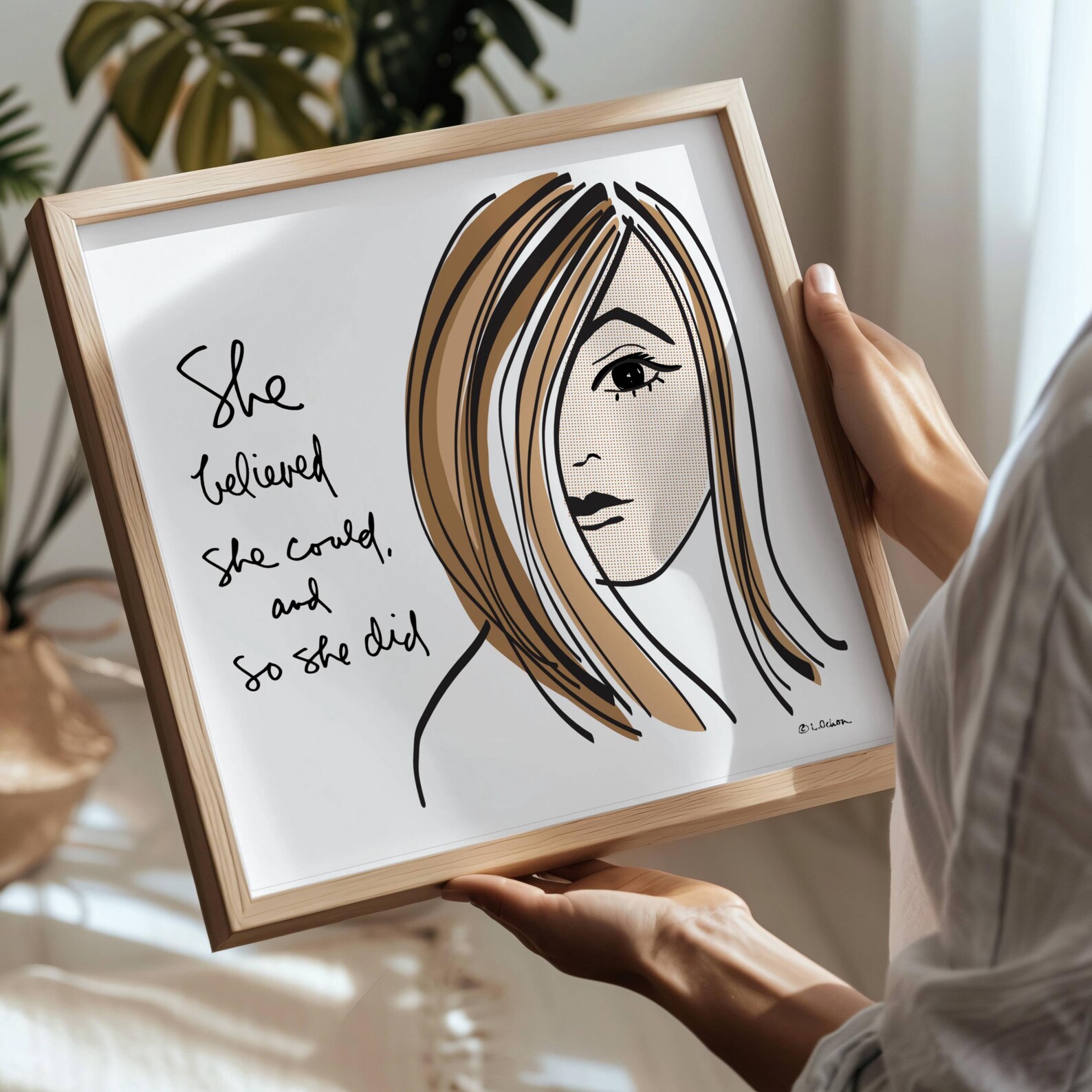 She Believed She Could Art Print, Hand Lettered Girl, Inspirational ...