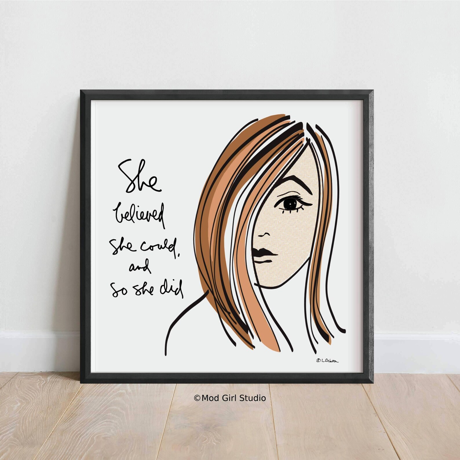 She Believed She Could Art Print, Hand Lettered Girl, Inspirational ...