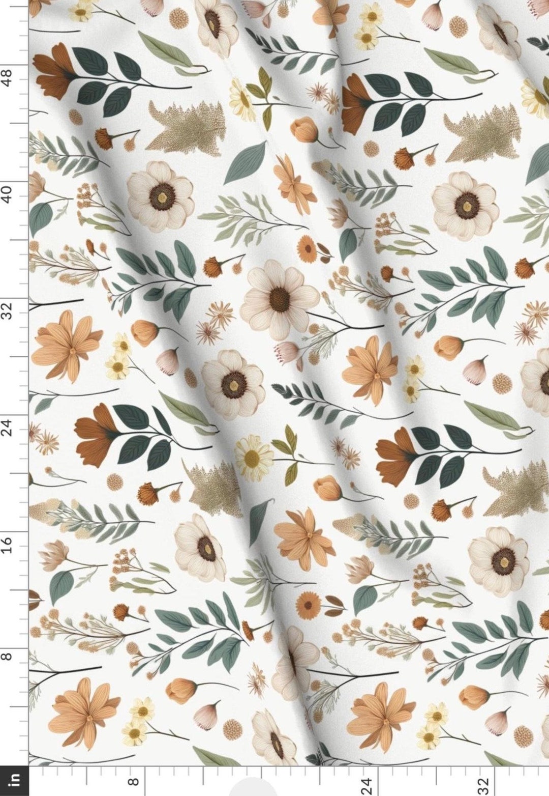 Earthy Fall Wildflower Fabric in Quilting Cotton, Organic Knit, Jersey ...