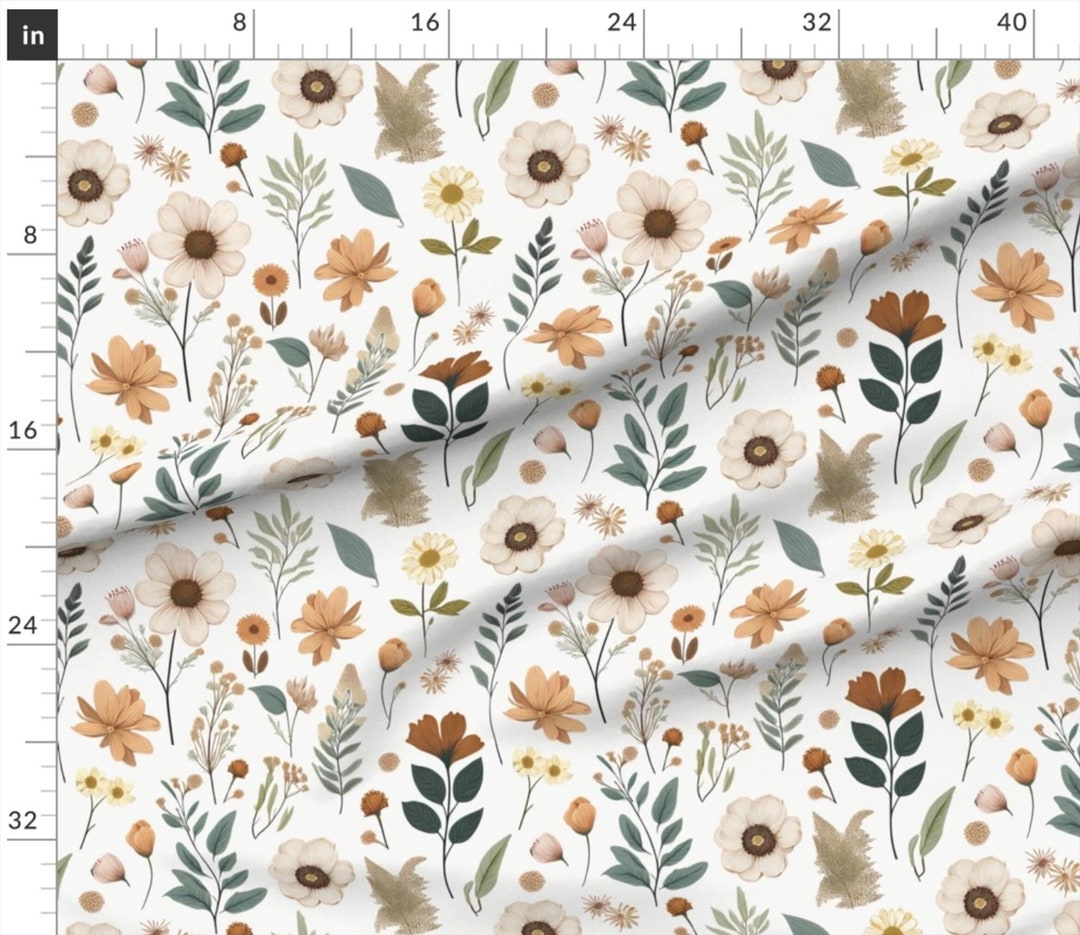 Earthy Fall Wildflower Fabric in Quilting Cotton, Organic Knit, Jersey ...