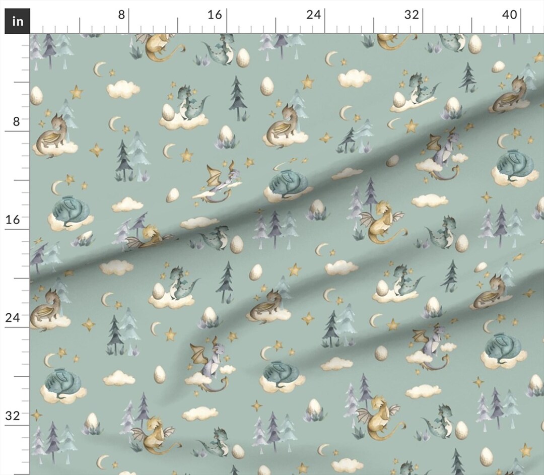 Baby Dragon Fabric - Little Baby Dragons - Whimsical Fun Cute Happy ...