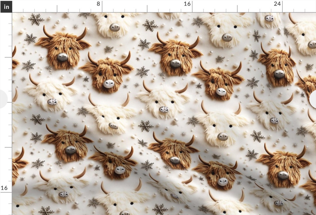 Highland Cow Christmas Fabric - Highland Cattle Farm - Scottish ...