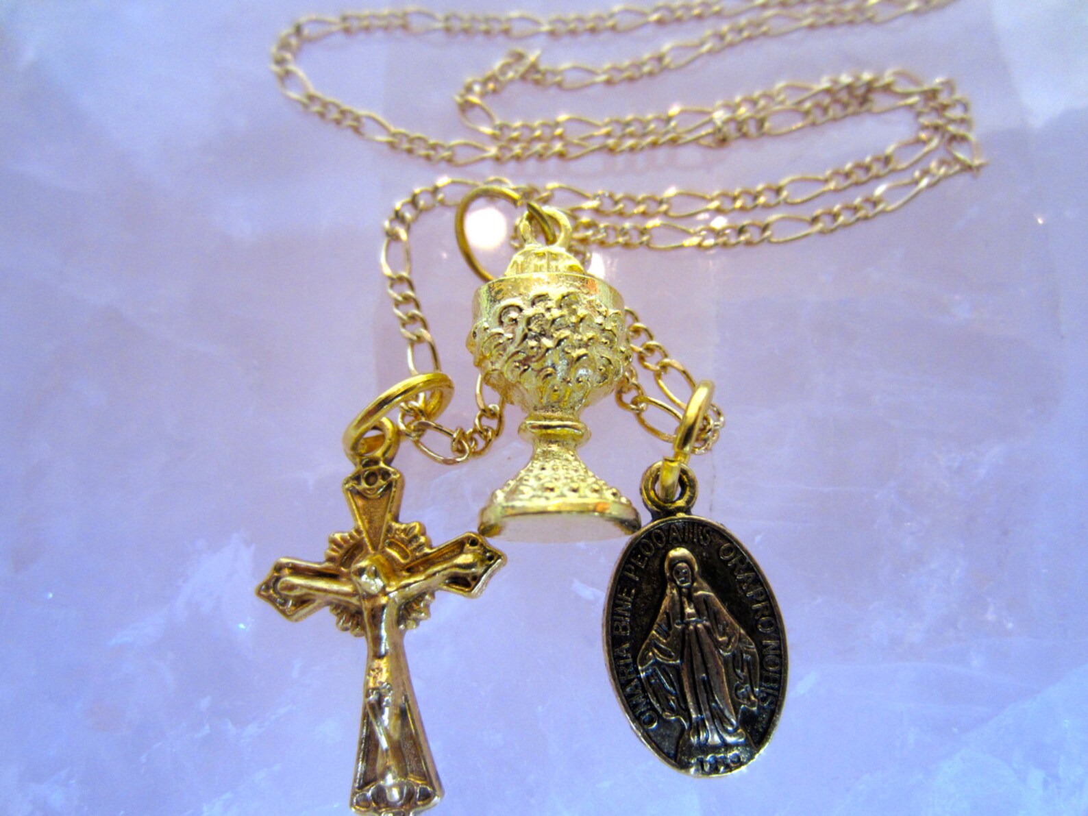 Golden Chalice Holy Eucharist Pendant Necklace Catholic | Etsy