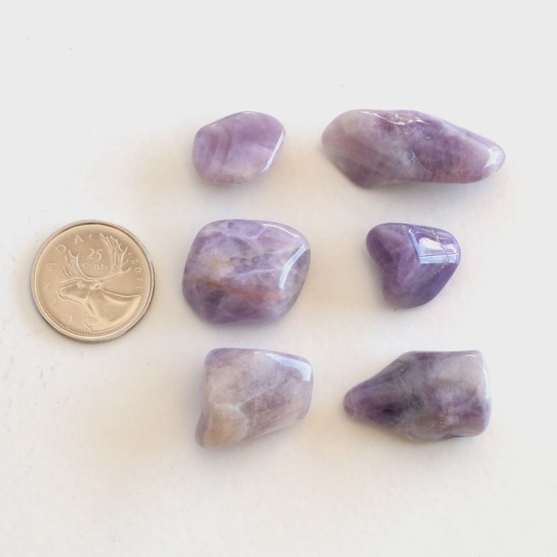 Lavender Amethyst Tumbled Gemstone, Polished Purple and White Stone ...