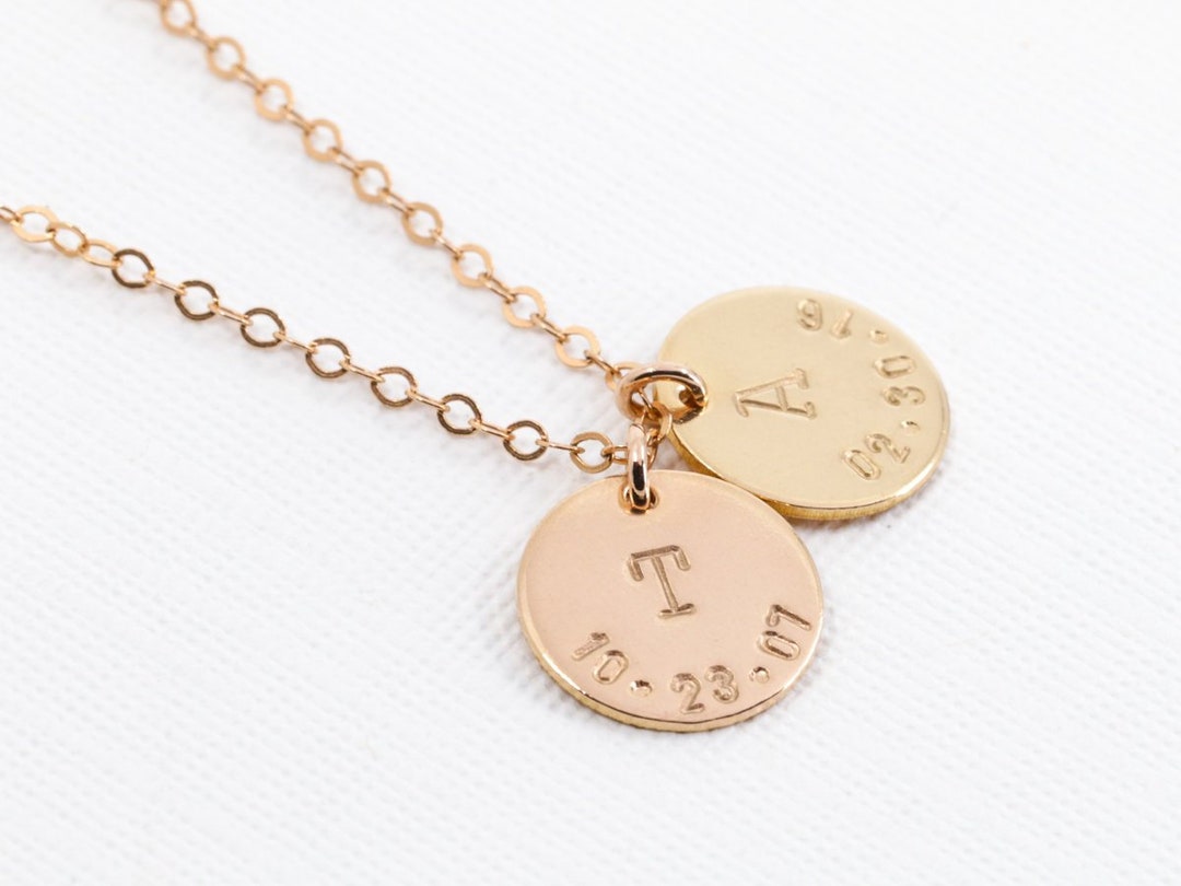 Personalized Initial Date Necklace. Custom Initial Birthdate Necklace ...