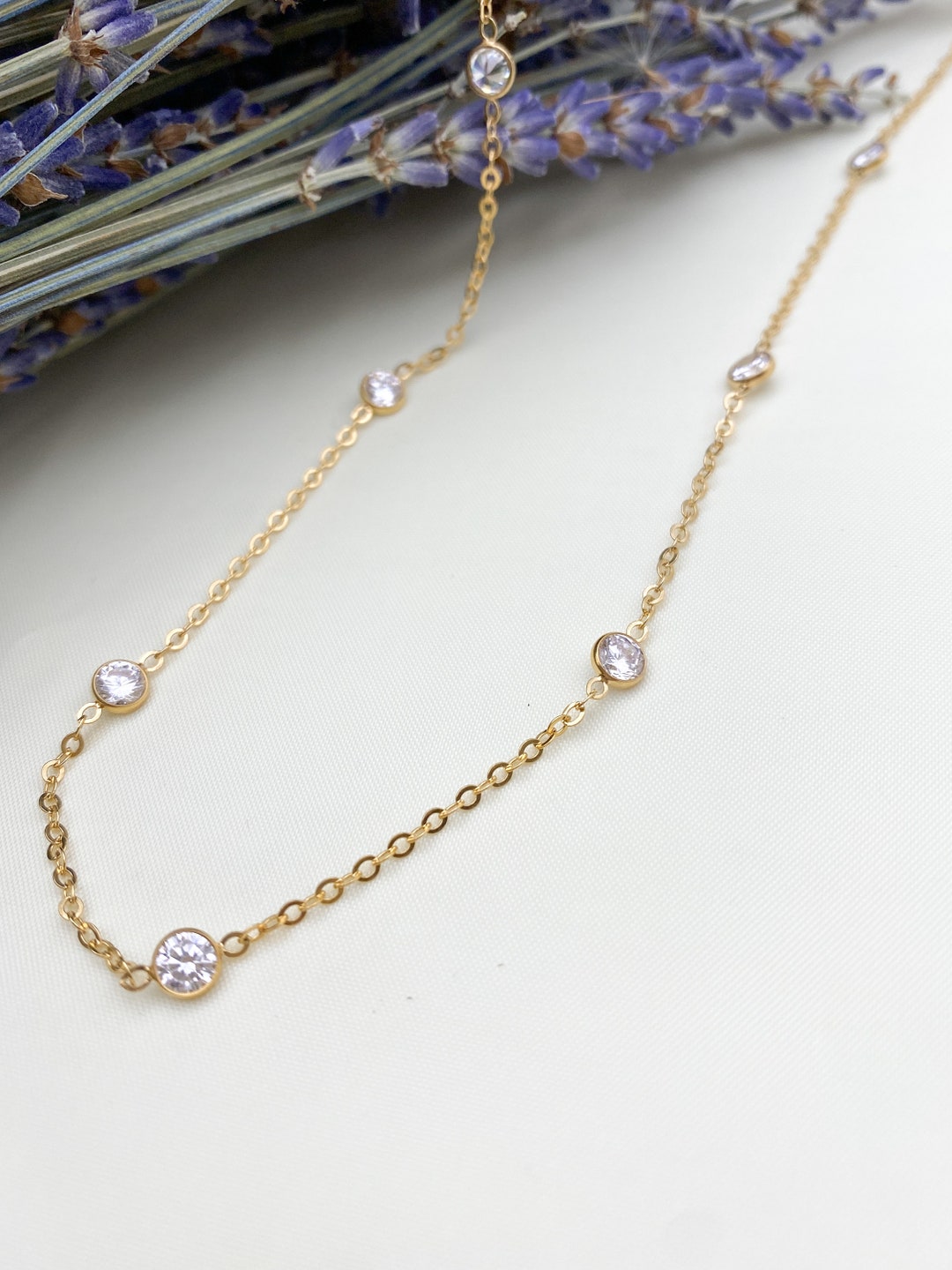 Roxy Cable Chain Necklace. Minimalist Sparkle Chain. Simple Layering ...