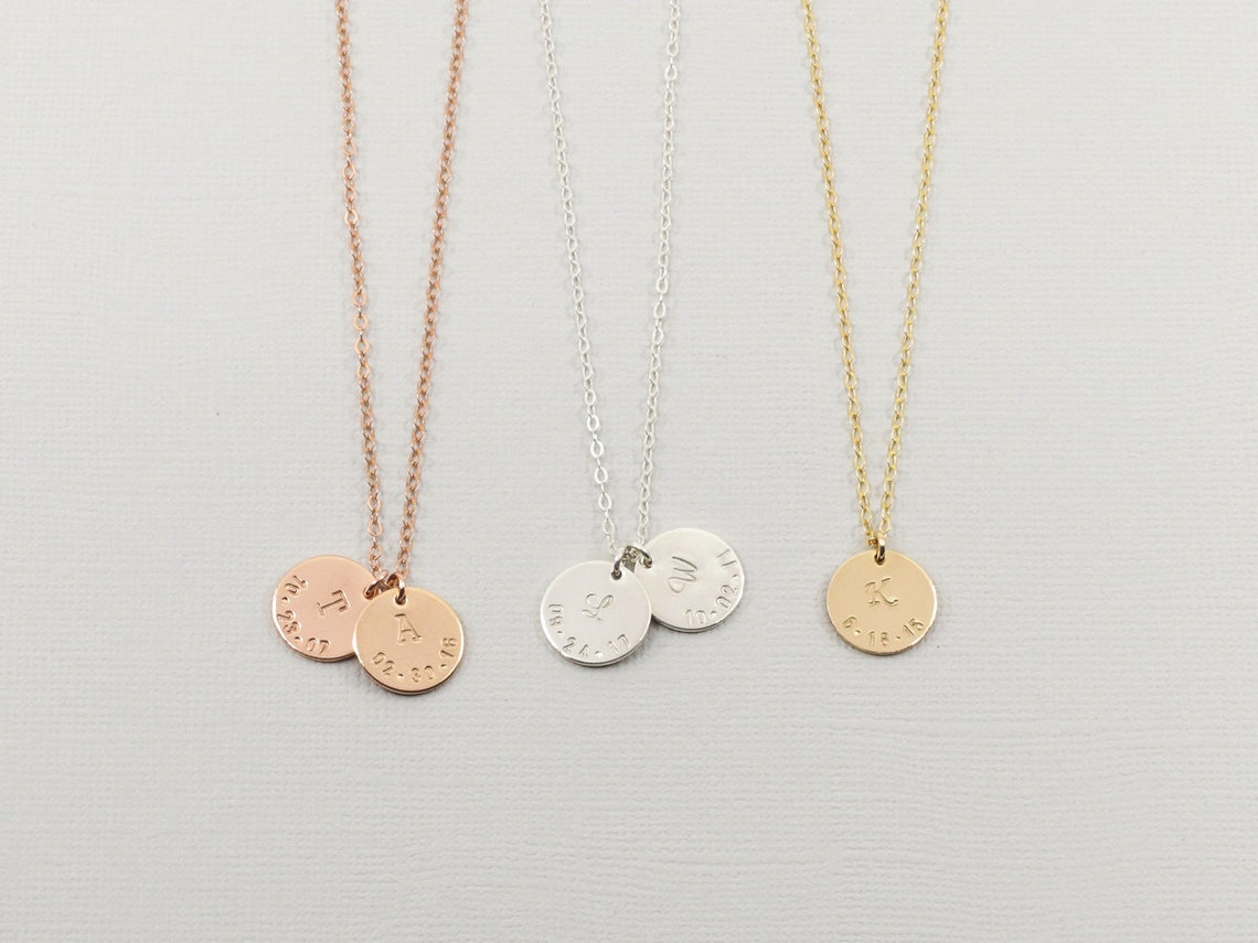 Personalized Initial Date Necklace. Custom Initial Birthdate Necklace ...