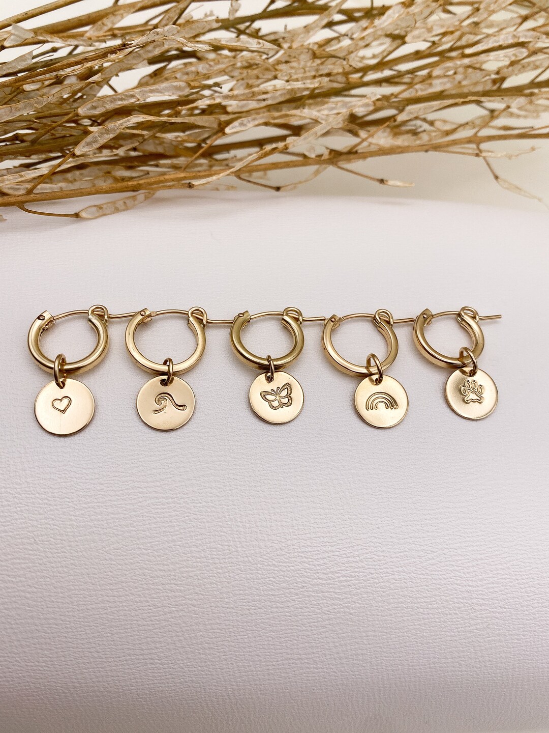Hoop Charm Earrings. Heggie Hoop Dangle Earring. 14k Gold Filled Hoop ...