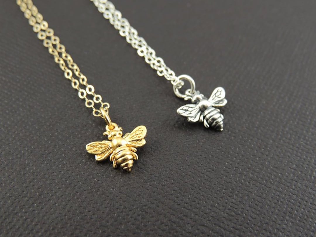 Silver Bee Necklace. Gold Honey Bee Necklace. Dainty Mom Jewelry ...