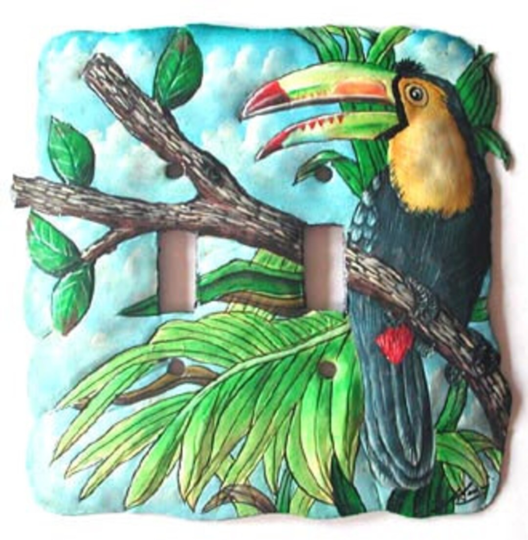 Light Switchplate Cover, Tropical Toucan Parrot Design, Metal ...