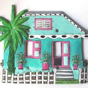 LIGHT SWITCH COVER, 4 Sizes, Tropical Caribbean House, Painted Metal ...
