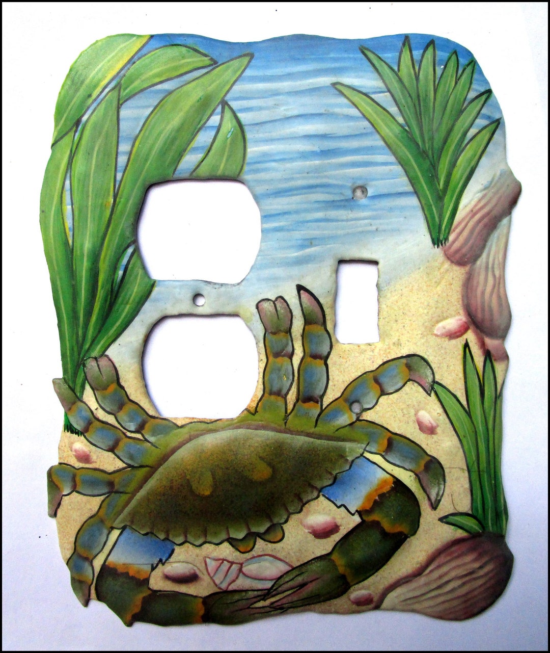 METAL WALL PLUG Crab Wall Plate Switchplate Painted Metal - Etsy