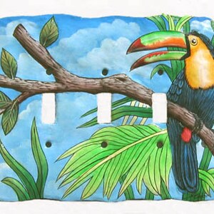 Light Switchplate Cover, Tropical Toucan Parrot Design, Metal ...