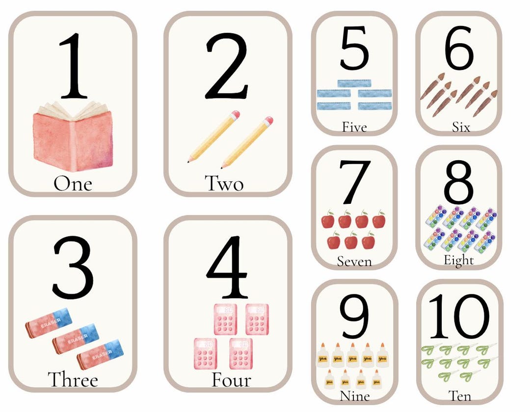 Homeschool Numbers Flashcards With Cozy Illustrations - Etsy