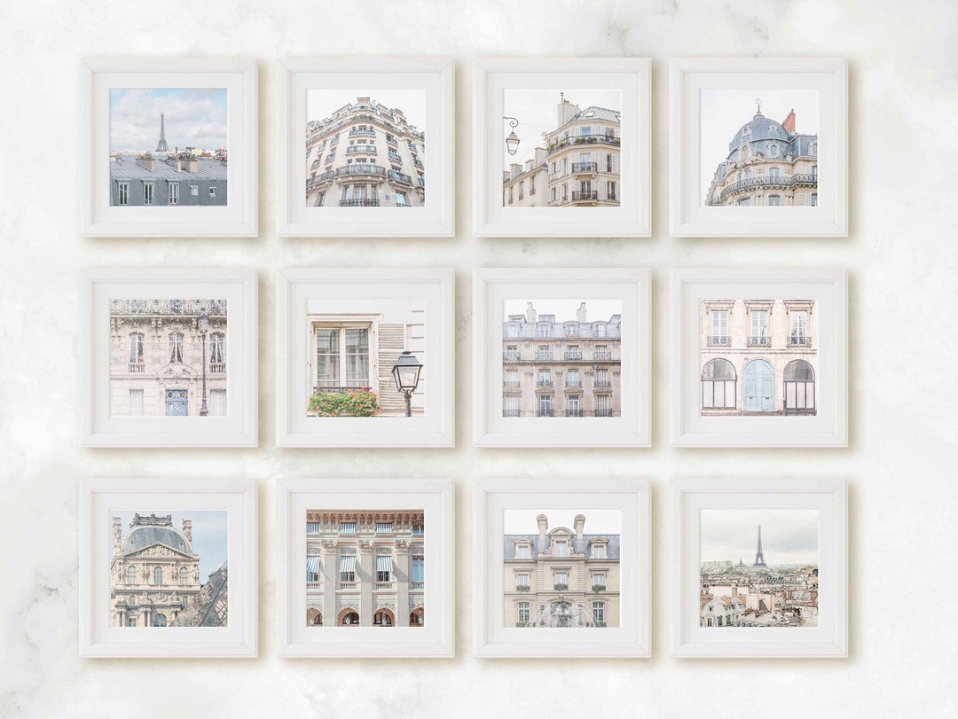 Paris Photography Print Set: Cityscape Gallery Wall Art, France (5x5 ...