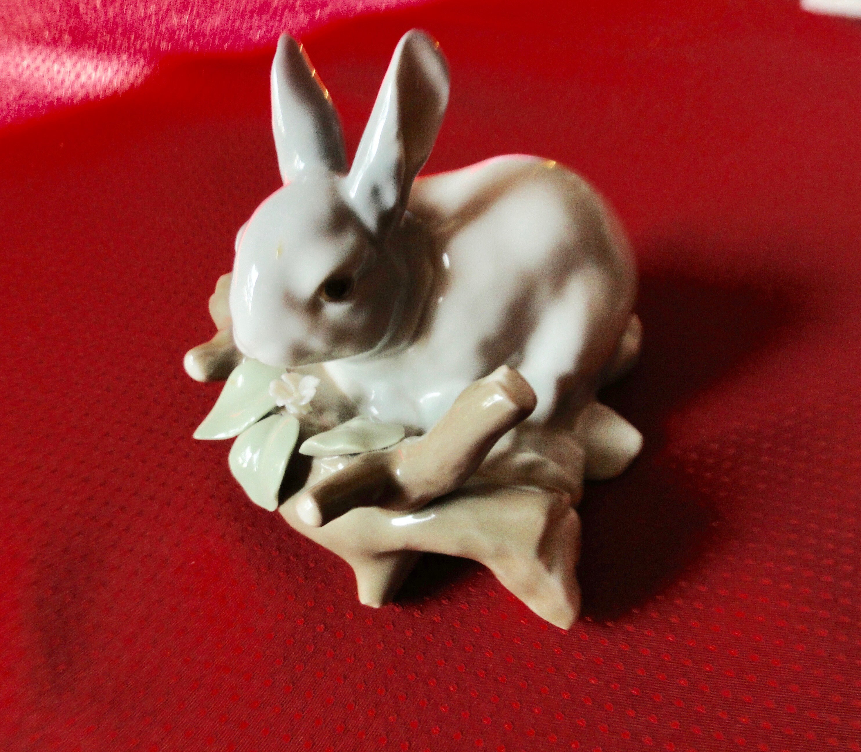 Vintage Porcelain Lladro Rabbit by Log With Flowers Made in Spain ...