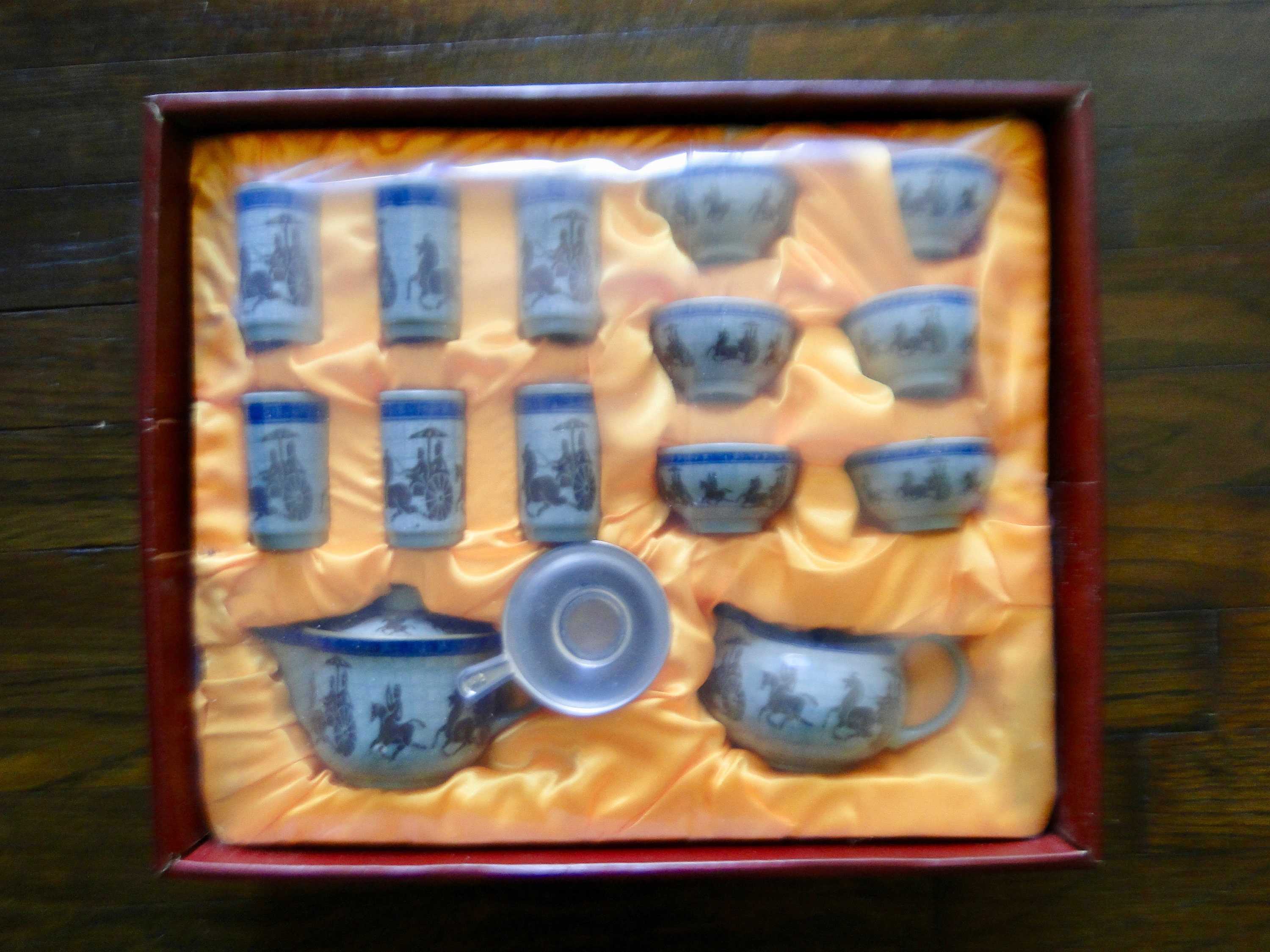 Vintage Chinese Ceramic Tian He Tea Set for Six, Teaware, Dining and ...