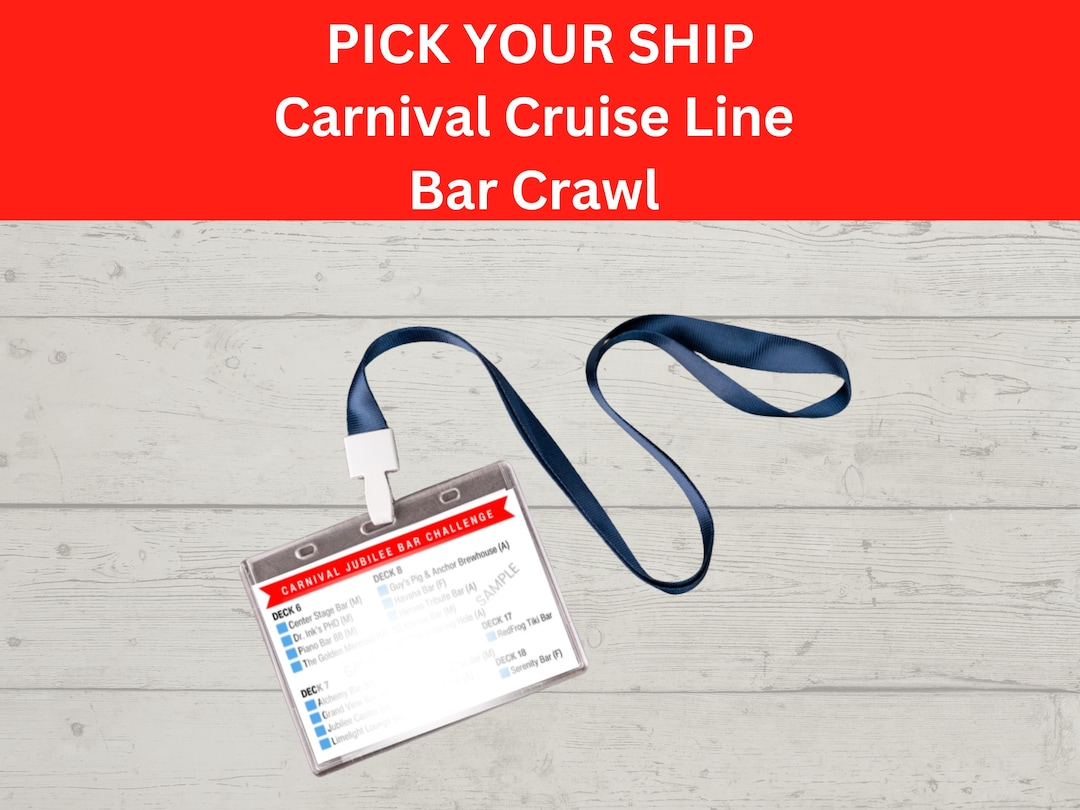 Carnival Cruise Bar Crawl Card, Pick Your Ship, Carnival Bar Crawl ...