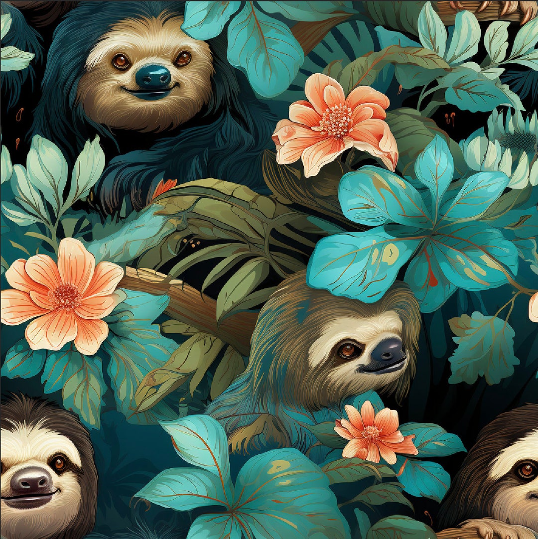 5 Tropical Sloths Digital Download File JPG and PNG - Etsy