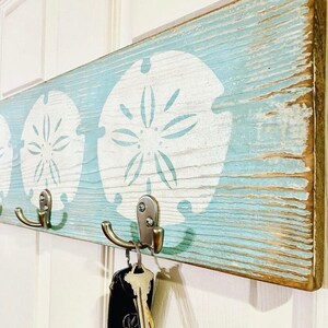 Beach House Hook Rack, Sand Dollar Wood Sign, Coastal Sign Key Holder ...
