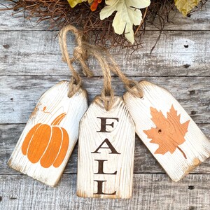 Fall Wood Tag Sign Set | Fall Decor | Autumn Leaves | Pumpkins Harvest ...