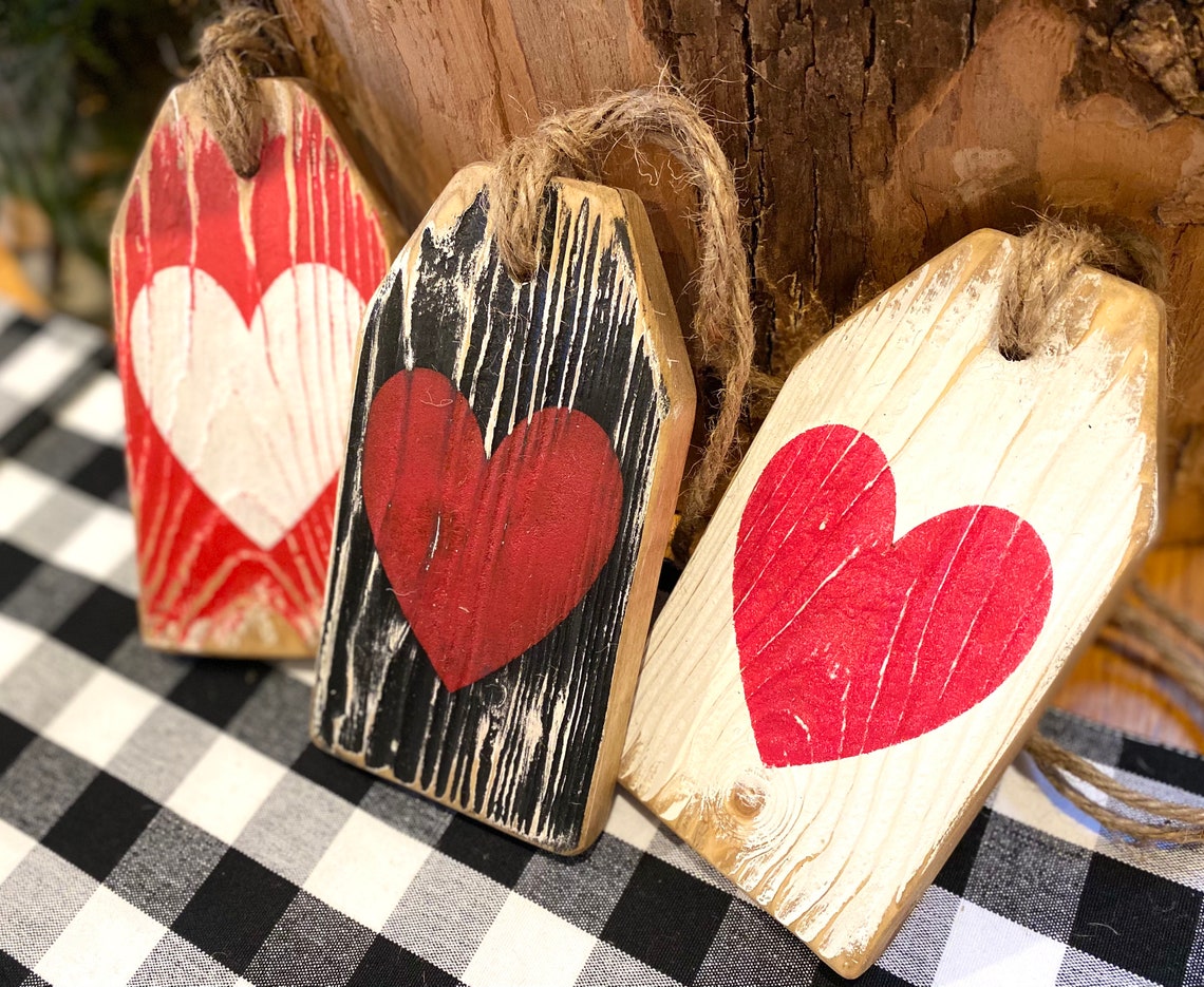 Hearts Valentines Decor Valentines Day Sign Rustic Wood - Etsy