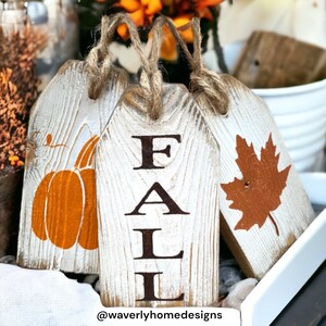 Fall Wood Tag Sign Set | Fall Decor | Autumn Leaves | Pumpkins Harvest ...