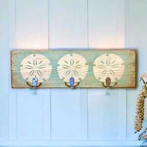 Beach House Hook Rack, Sand Dollar Wood Sign, Coastal Sign Key Holder ...