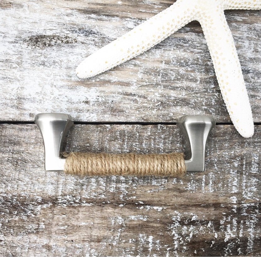 Nautical Rope Wrapped Drawer Pull, Beach House Decor, Coastal Farmhouse ...