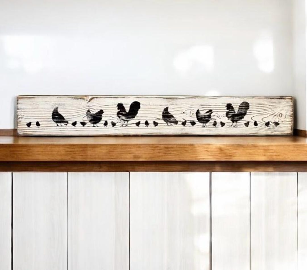 Rustic Rooster Wood Sign, Farmhouse Chicken Coop Decor, Distressed Barn ...