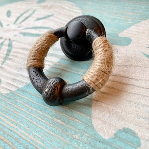 Nautical Rope Ring Pull 2”, Beach Theme Decor, Rustic Twine Drawer ...