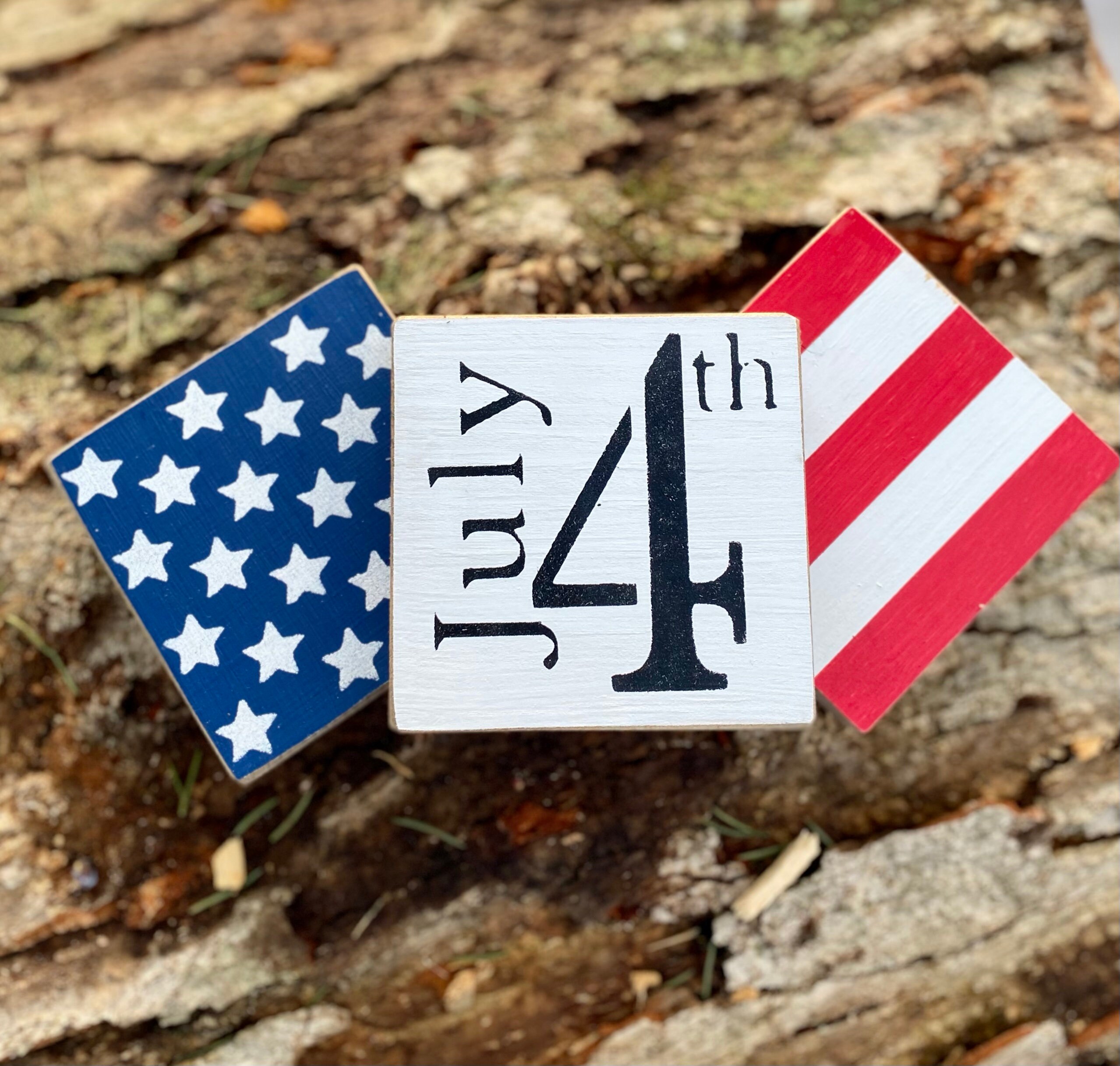 July 4th Decor American Flag Rustic Wood Block Sign Rustic | Etsy