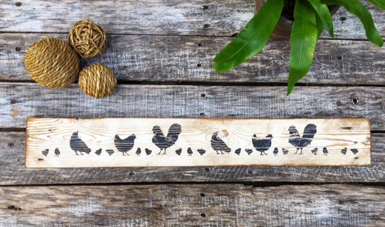 Rustic Wood Chicken Sign Modern Farmhouse Rooster Wood Sign | Etsy